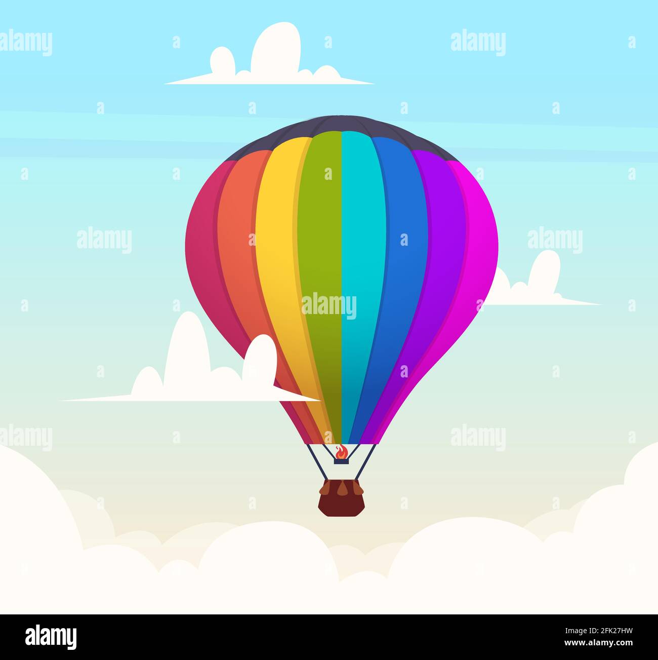 Rainbow colored hot air balloon Stock Vector Images - Alamy