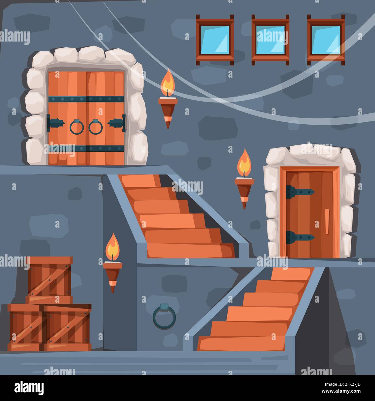 Castle stone stairs cartoon Stock Vector Images - Alamy