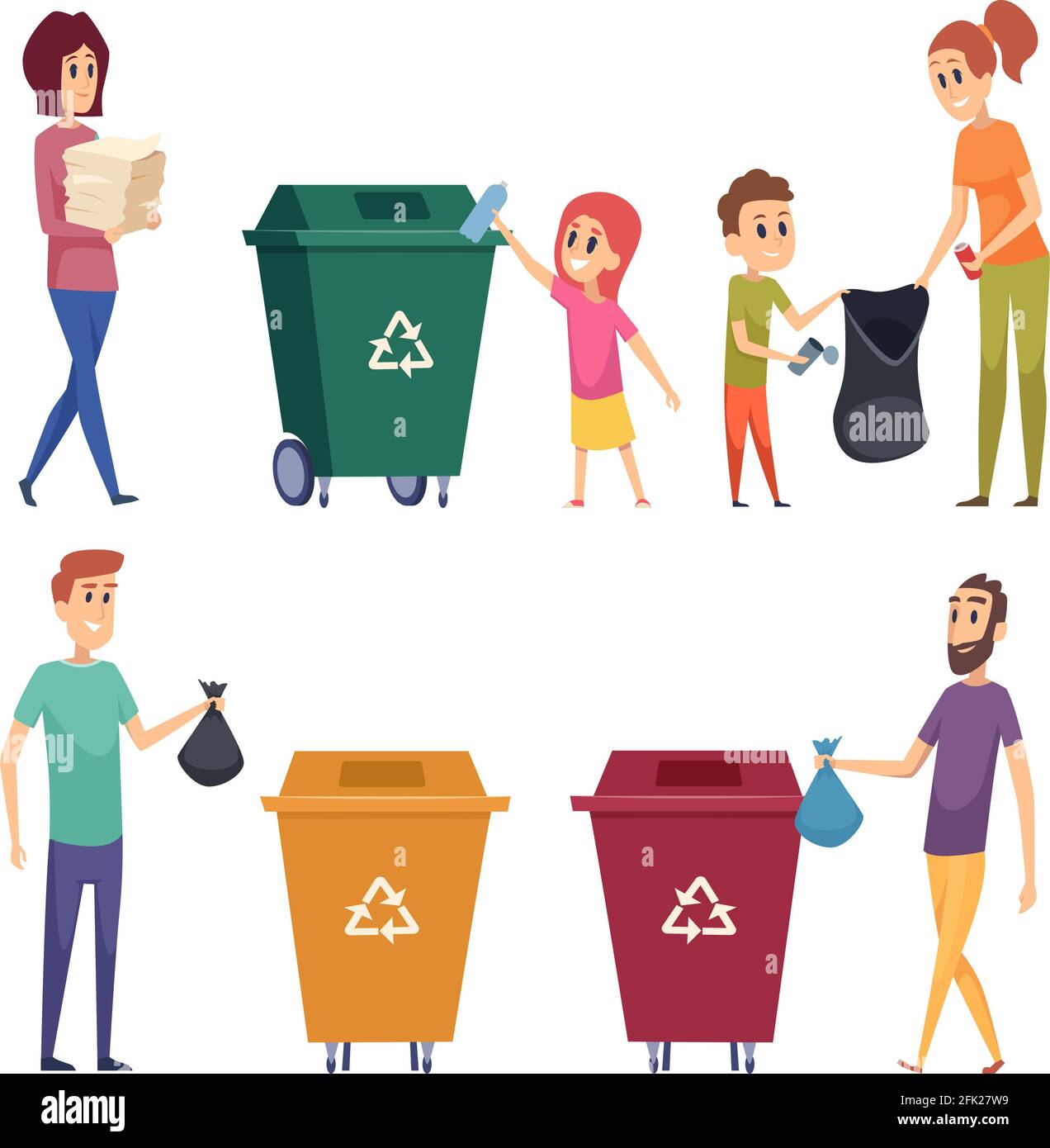 Girl with cartoon dustbin hi-res stock photography and images - Alamy