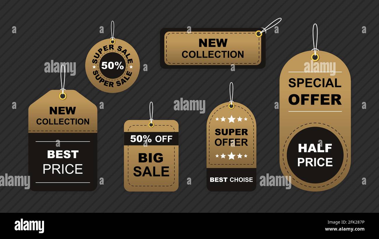 Set of hanging Big Sale Shopping Labels, tags, banners, Special Offer ...