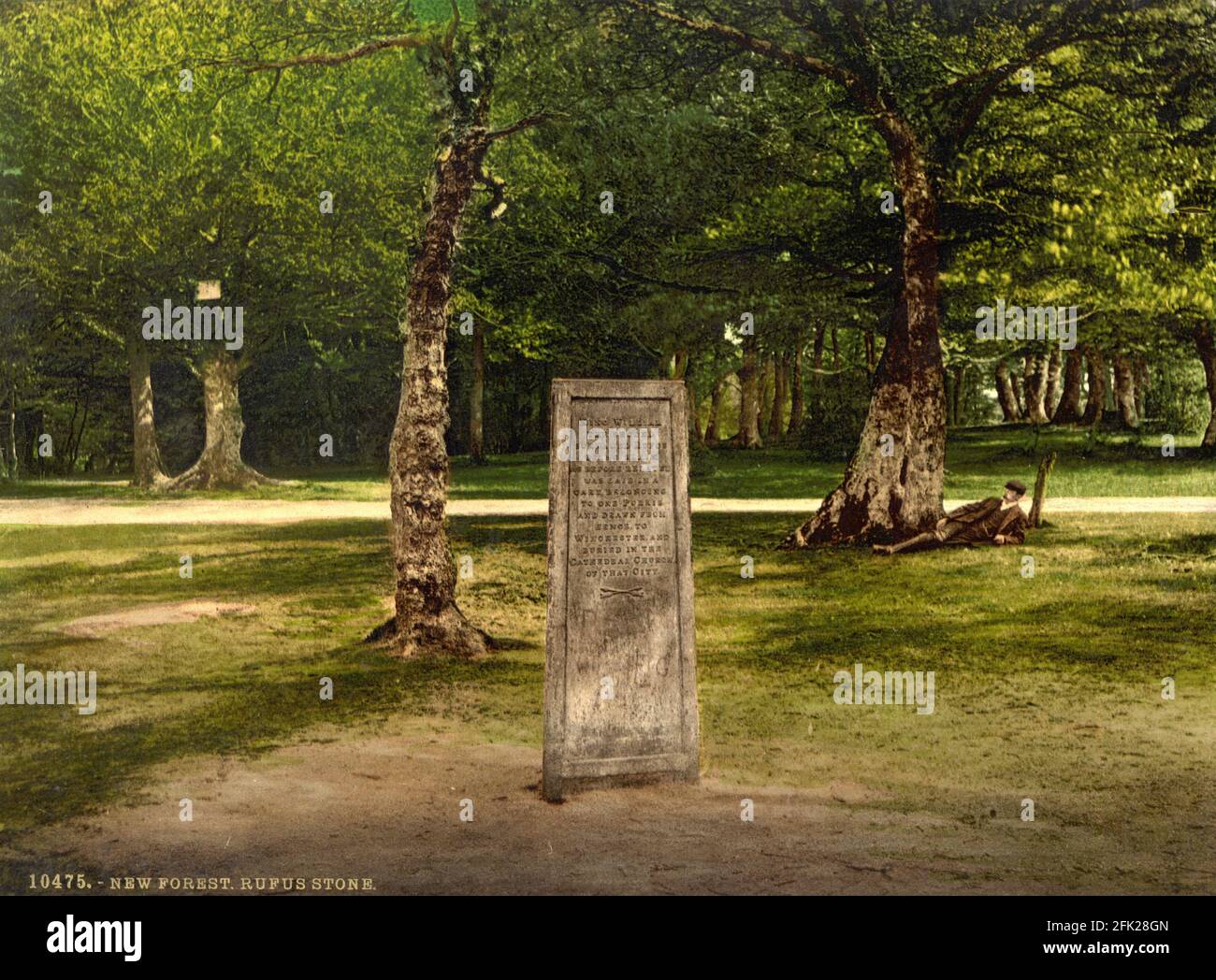 The Rufus Stone in the New Forest, Hampshire circa 1890-1900 Stock ...