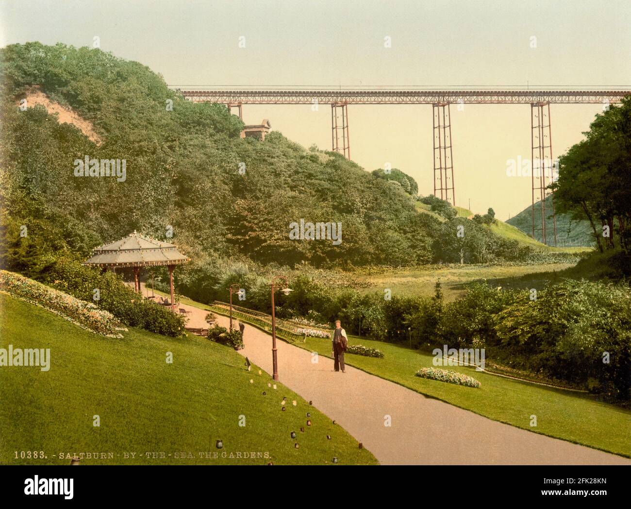 The Saltburn Valley Gardens at Saltburn-by-the-Sea with the Halfpenny ...