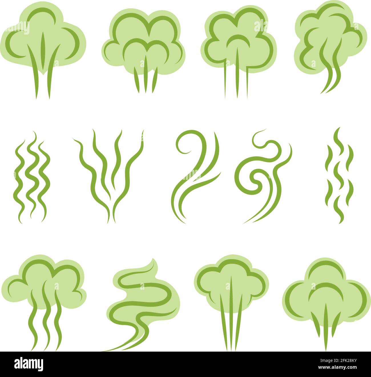 Smell symbols. Aromas steam lines clouds vapour shapes scent odour ...