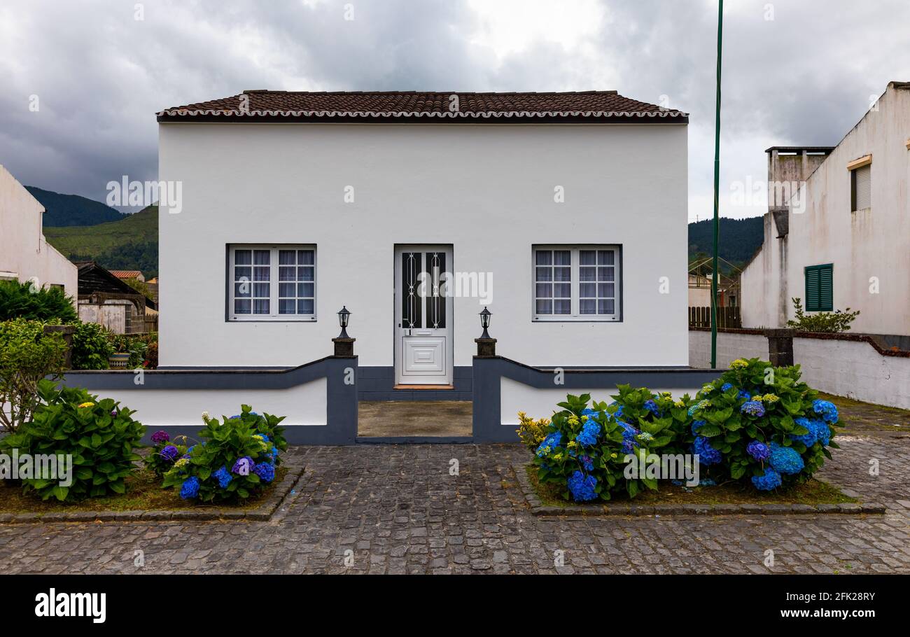 Traditional houses, Sete Cidades, Sao Miguel Island, Azores. Beautiful ...