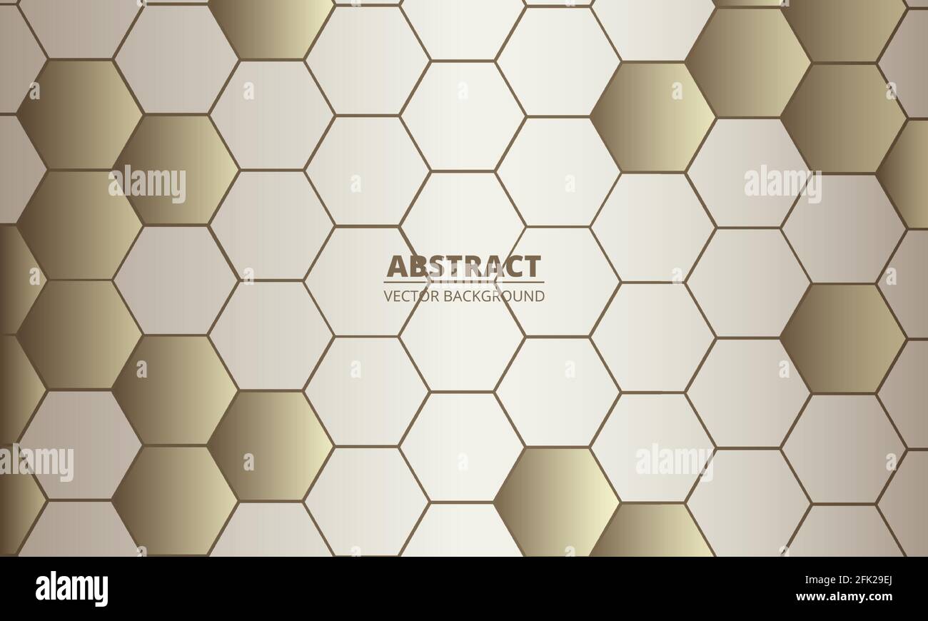 Golden luxury hexagonal abstract technology vector background. Gold honeycomb texture grid ...
