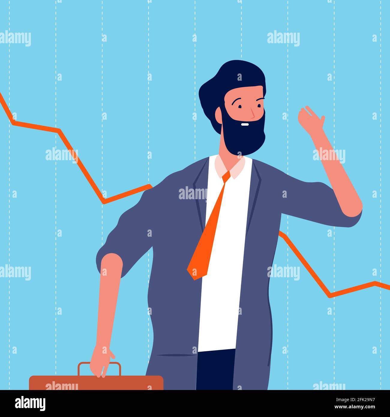 Sad businessman. Bankrupt, shares decline. Upset broker, negative ...