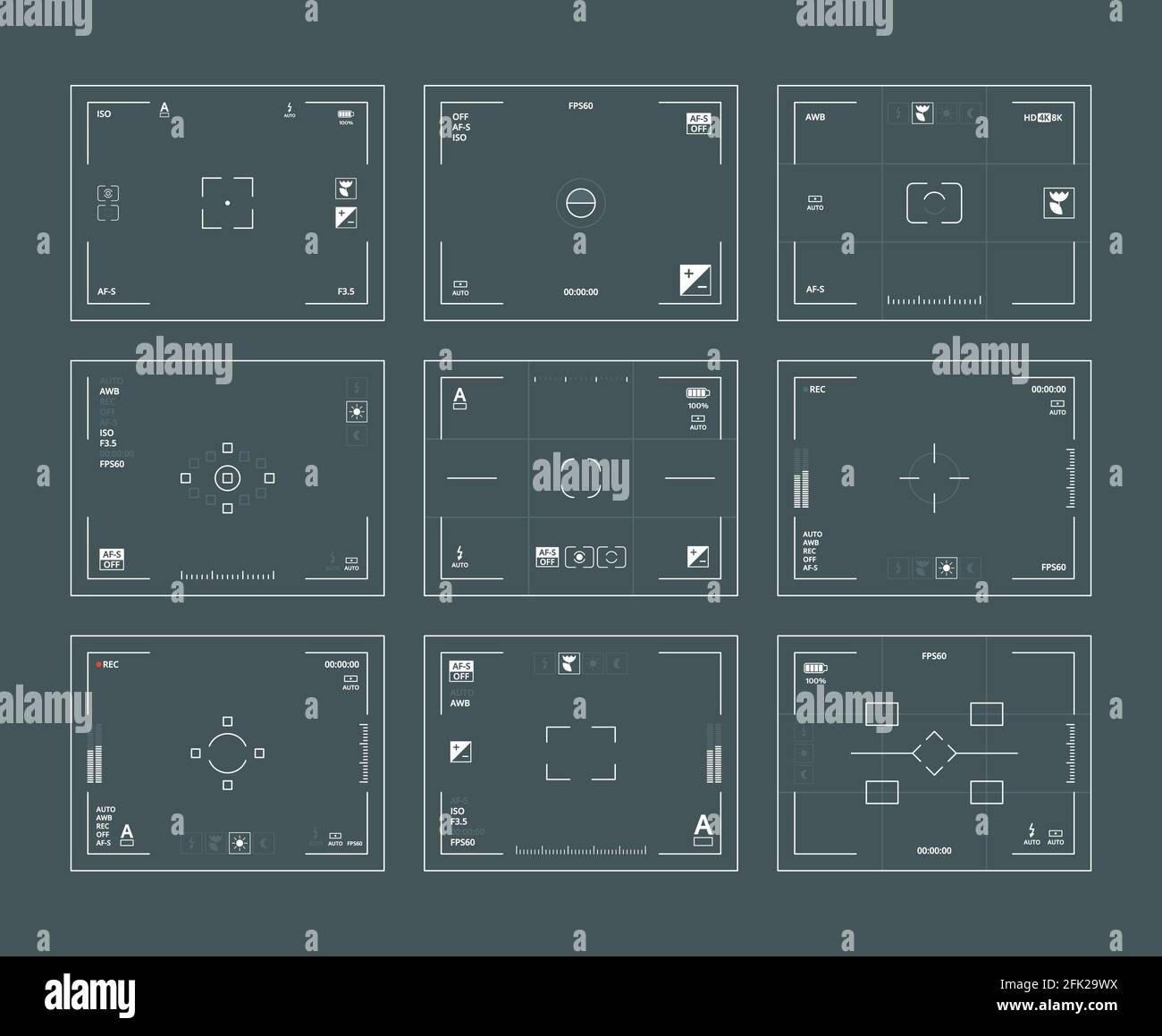 Viewfinder interface. Digital filing dslr cameras frames lens focused ...