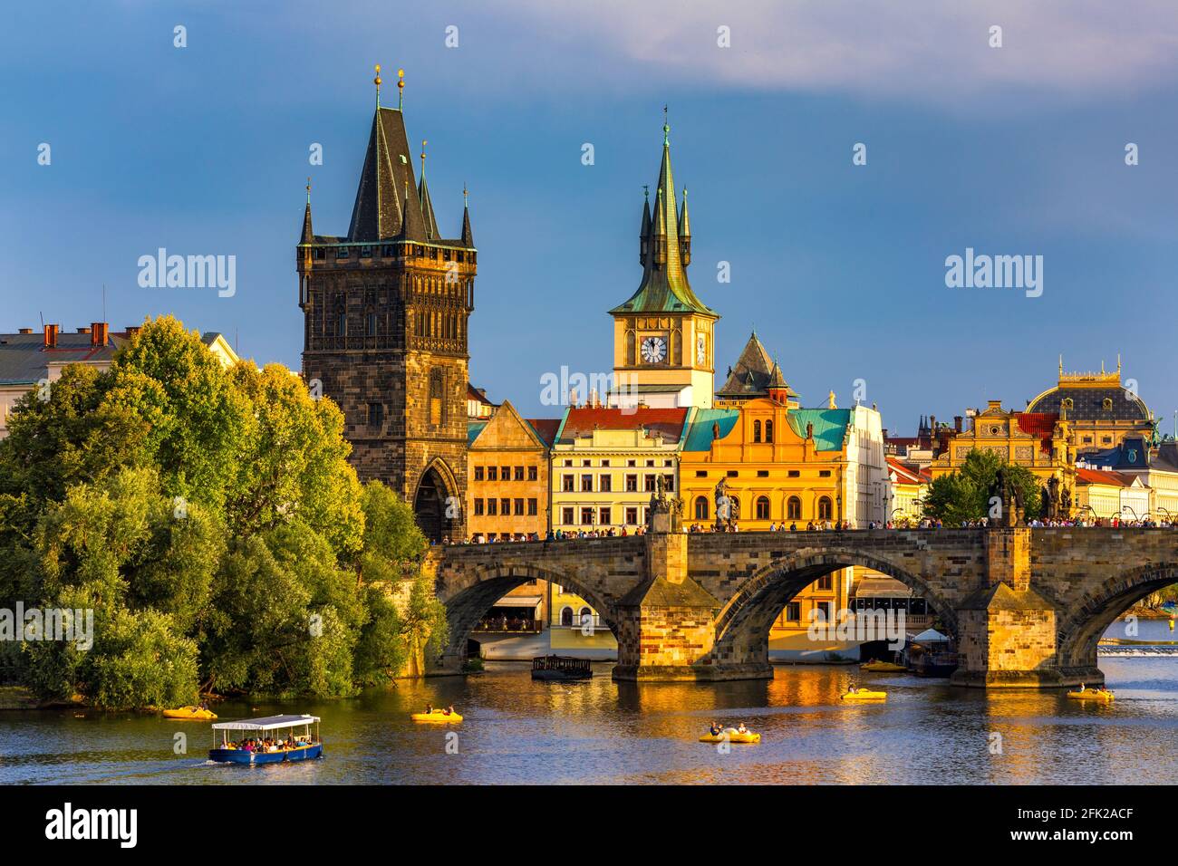 Charles Bridge in Prague in Czechia. Prague, Czech Republic. Charles Bridge (Karluv Most) and ...