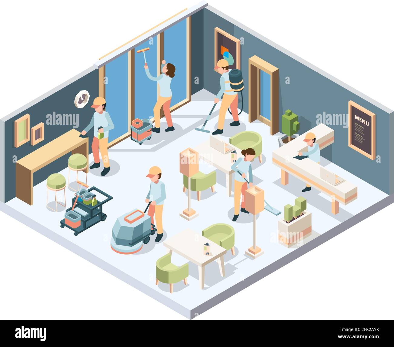 Maid in uniform cleaning Stock Vector Images - Alamy