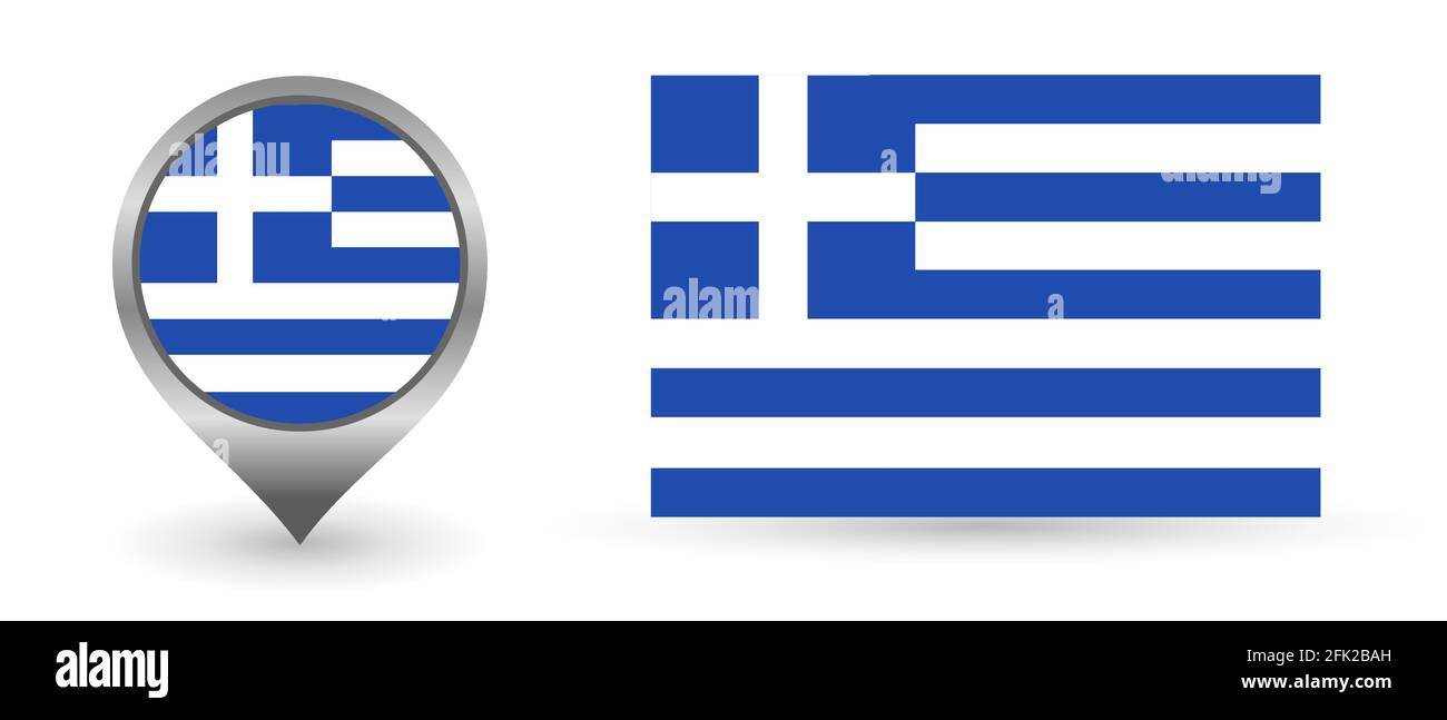 Vector flag Greece. Location point with flag Greece inside. Color ...