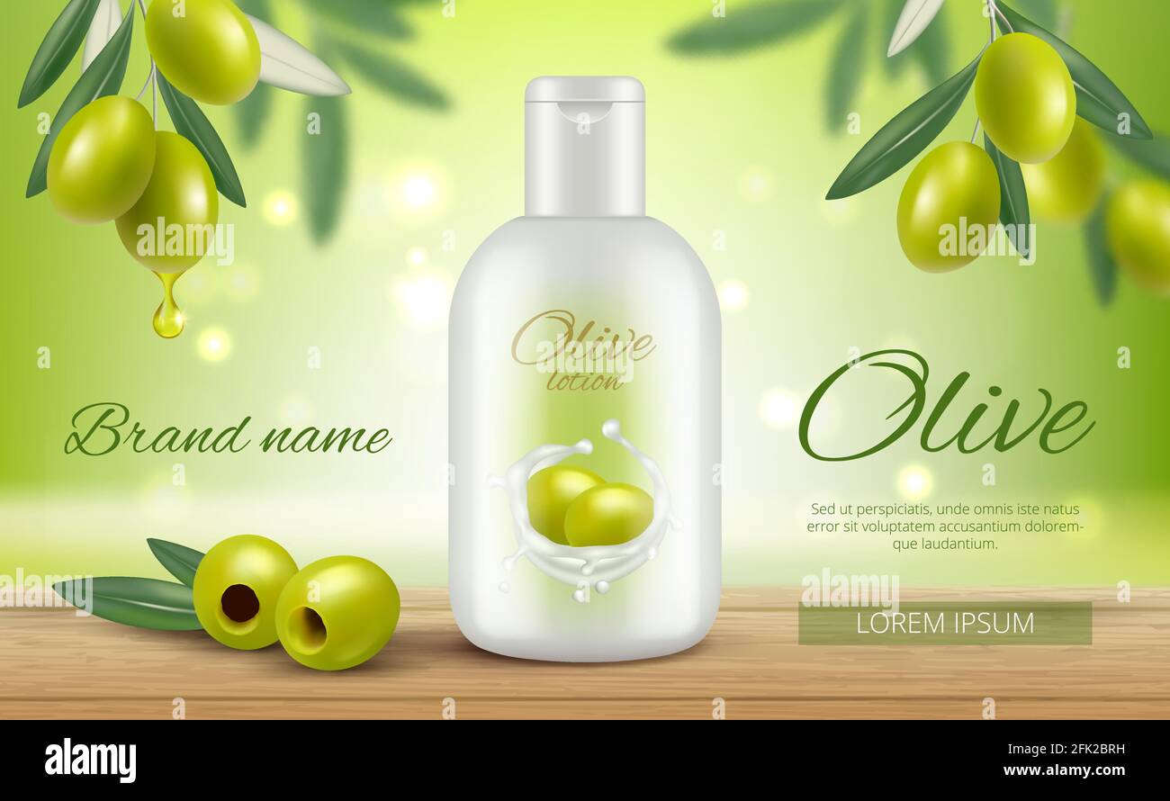 Olive cosmetics. Promotional banners beauty woman natural face skin ...