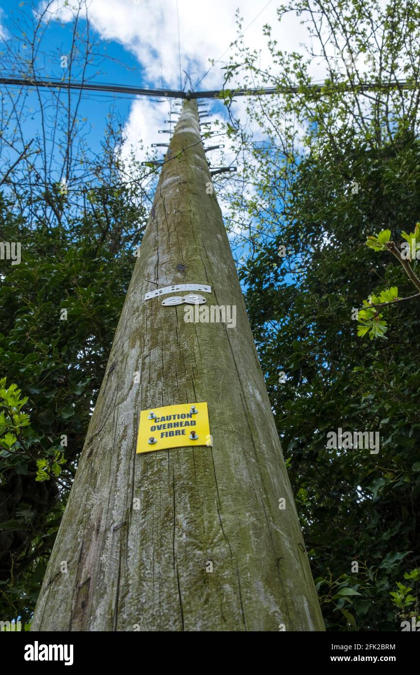 Rural broadband illustrated by a "caution overhead fibre" sign in the ...