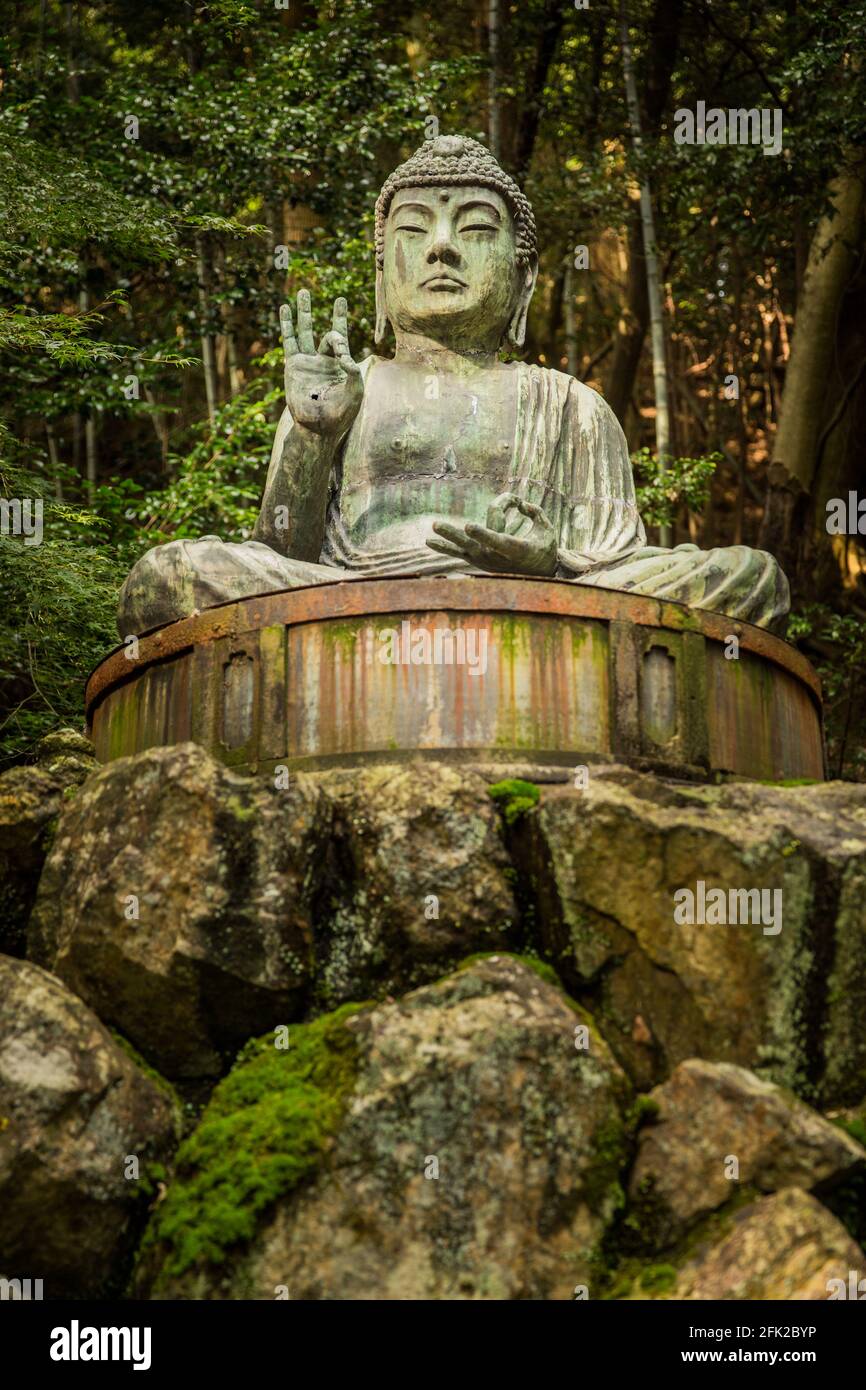 Bronze Buddha statue at Engyoji Temple, Mount Shosha. Famous Buddhist ...