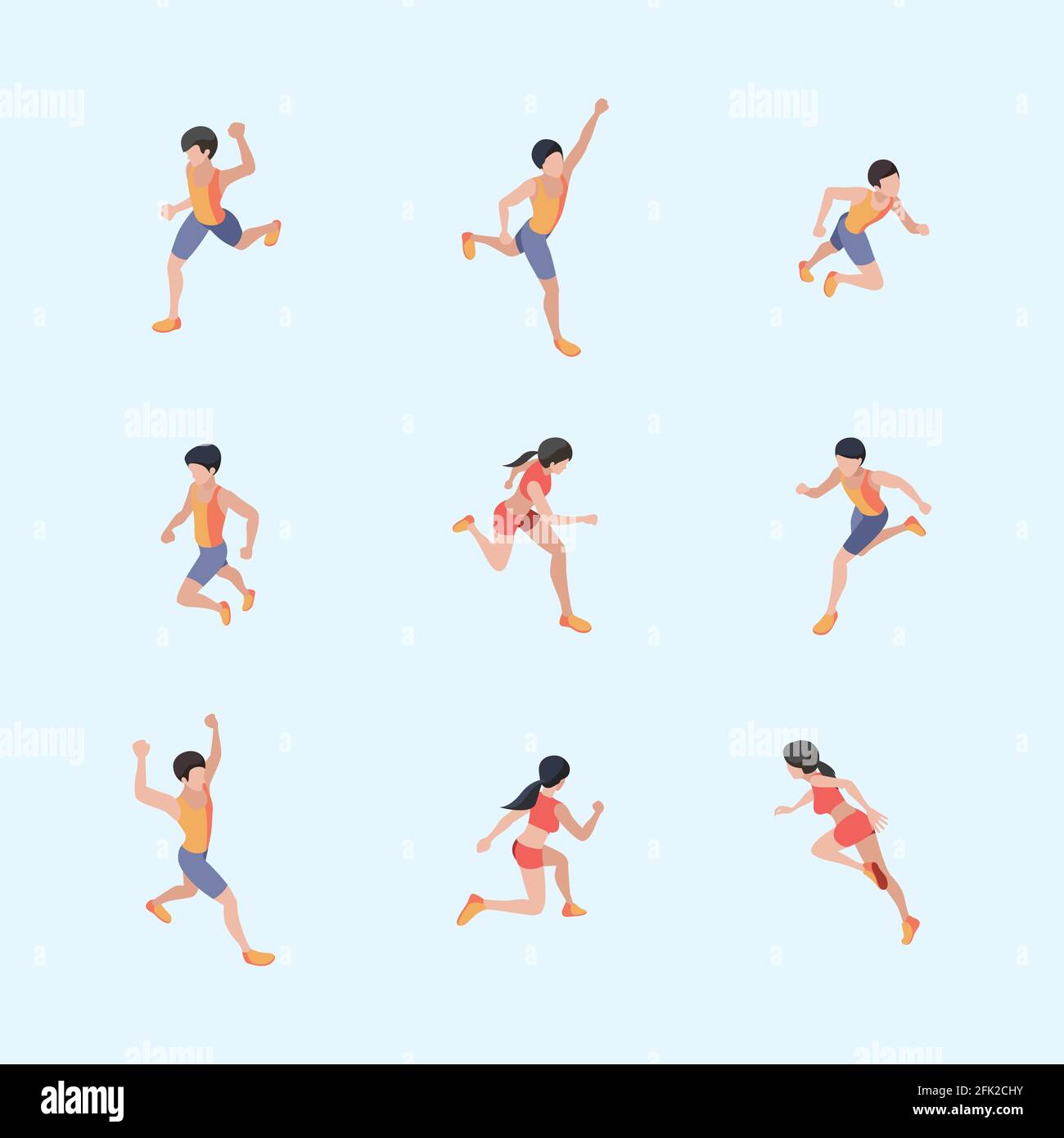 Marathon runners. Sport healthy lifestyle people running vector ...