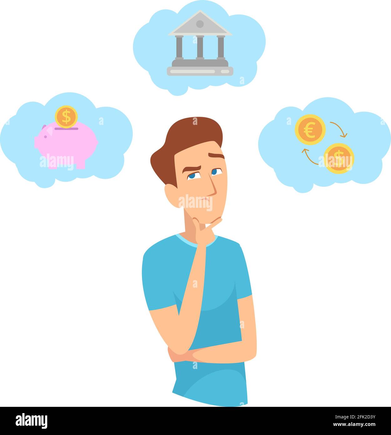 Saving money. Man thinking about investment. Finance planning, budget ...