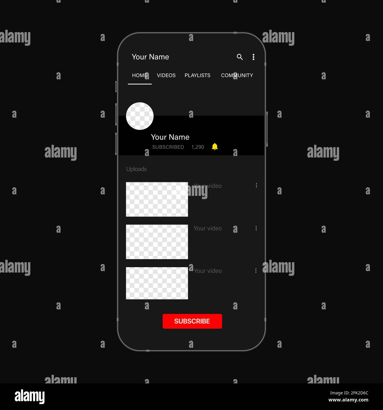 Social Media Video Service Profile Interface Mobile App Concept ...