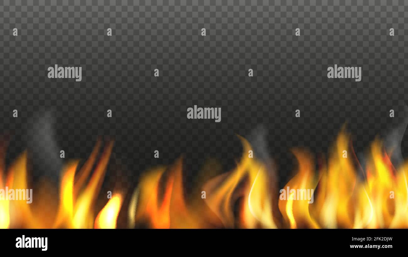 Realistic fire background. Flame isolated on transparent background ...