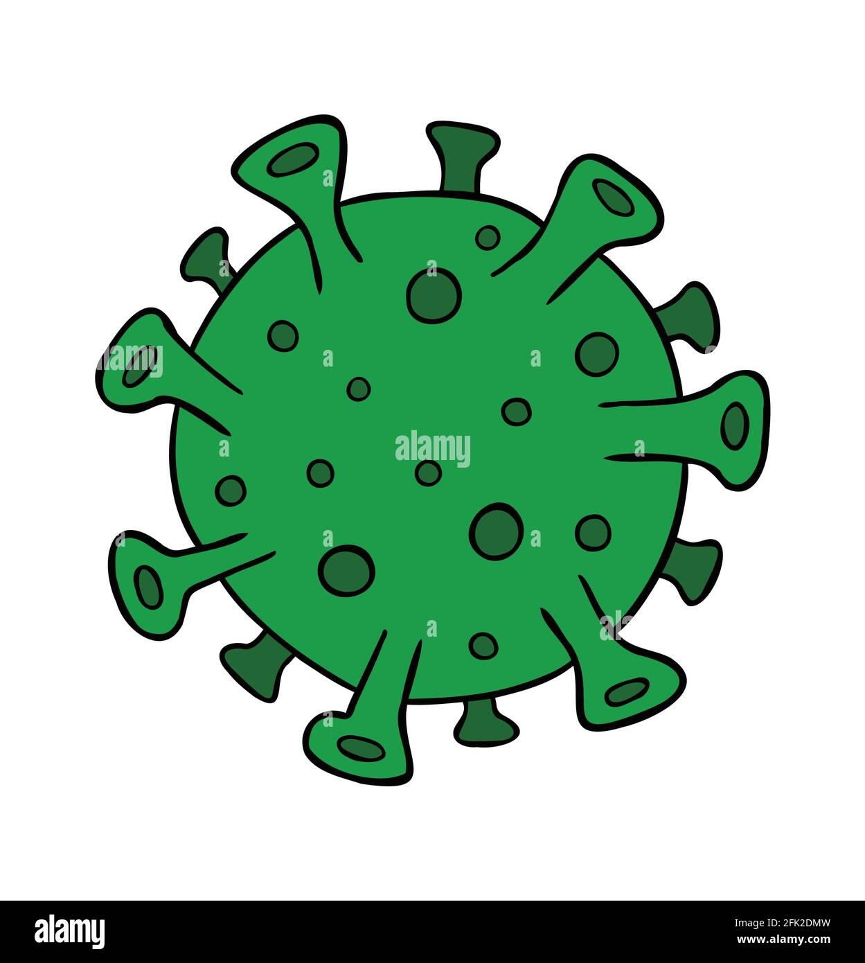 Cartoon vector illustration of microscopic view of virus, coronavirus ...