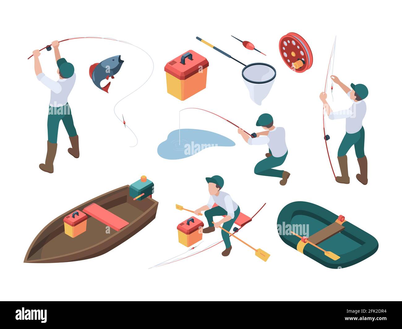 Fishing hobbies. Sport fisherman relaxing at nature spinning and rod ...