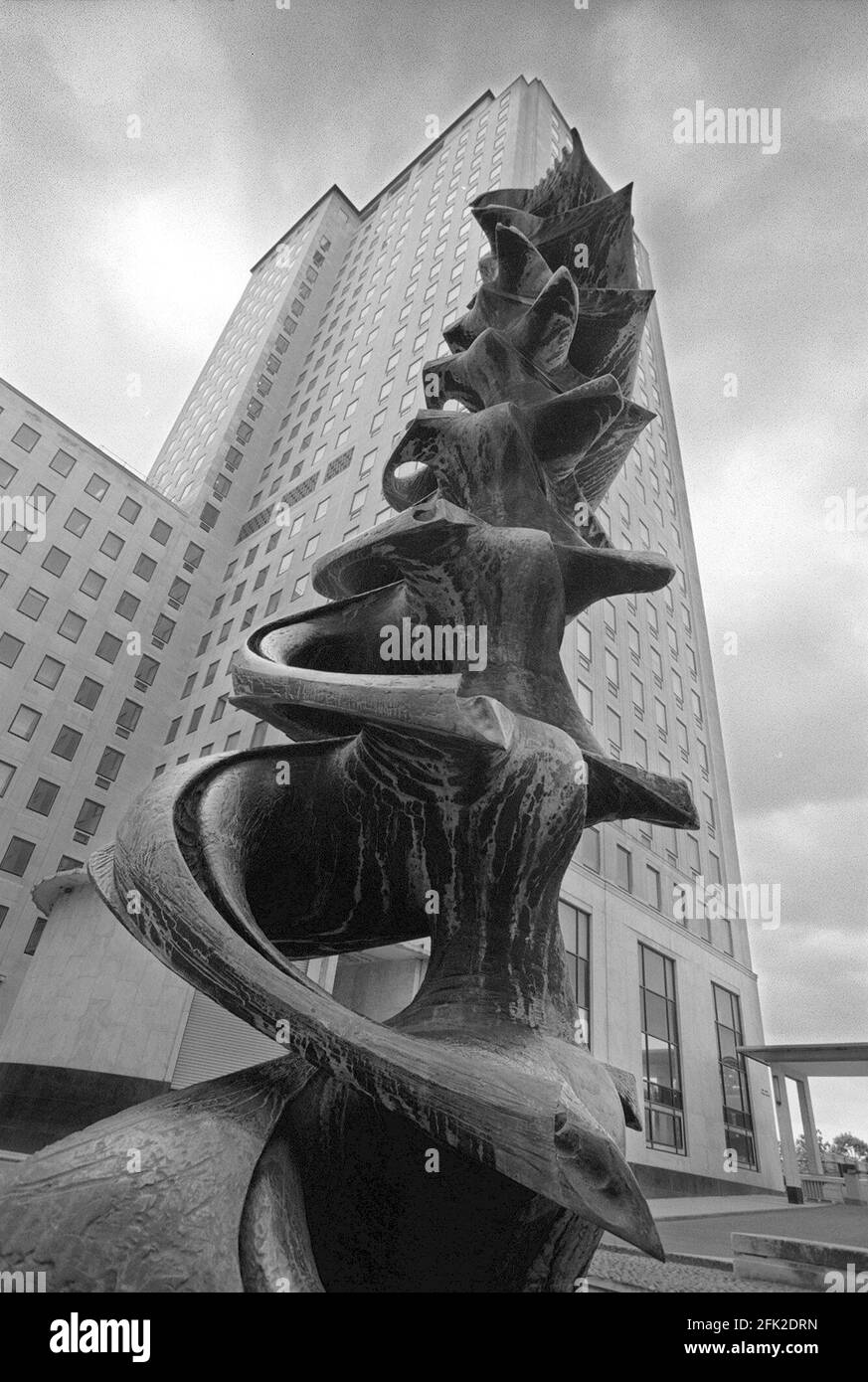 SCULPTURE.BRONZE SHELL DESIGN FOUNTAIN JUNE 1999BEHIND THE SHELL ...
