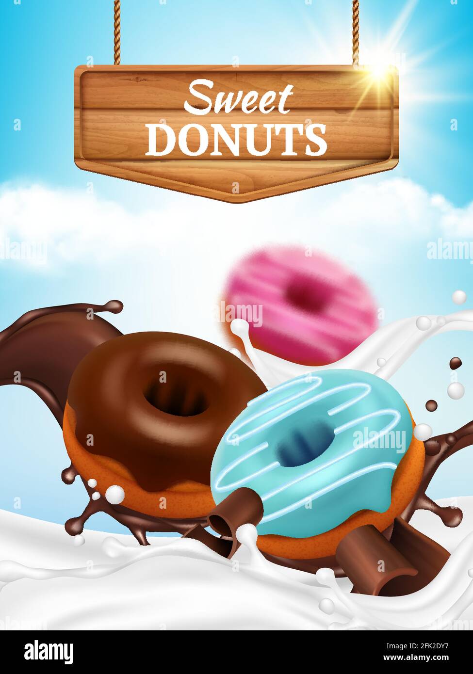 Tasty chocolate donut breakfast Stock Vector Images - Alamy