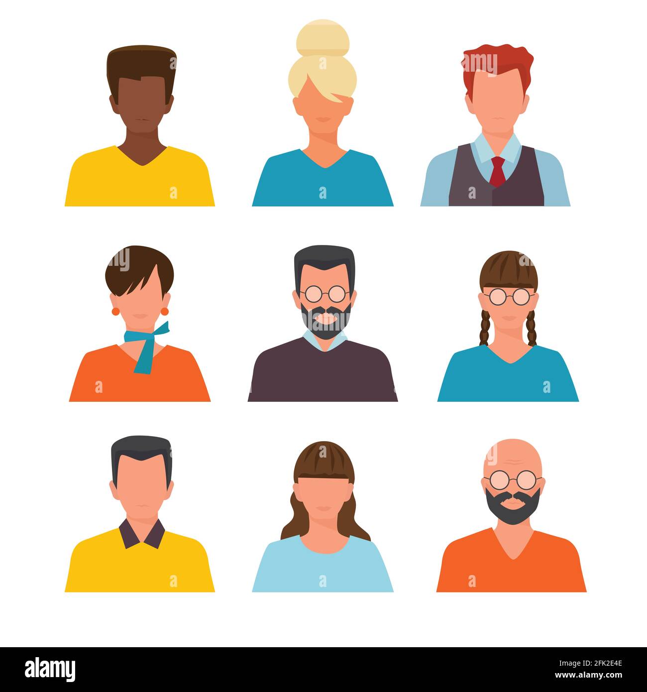 Profile pictures. Id or cv avatars of male and female heads vector set ...
