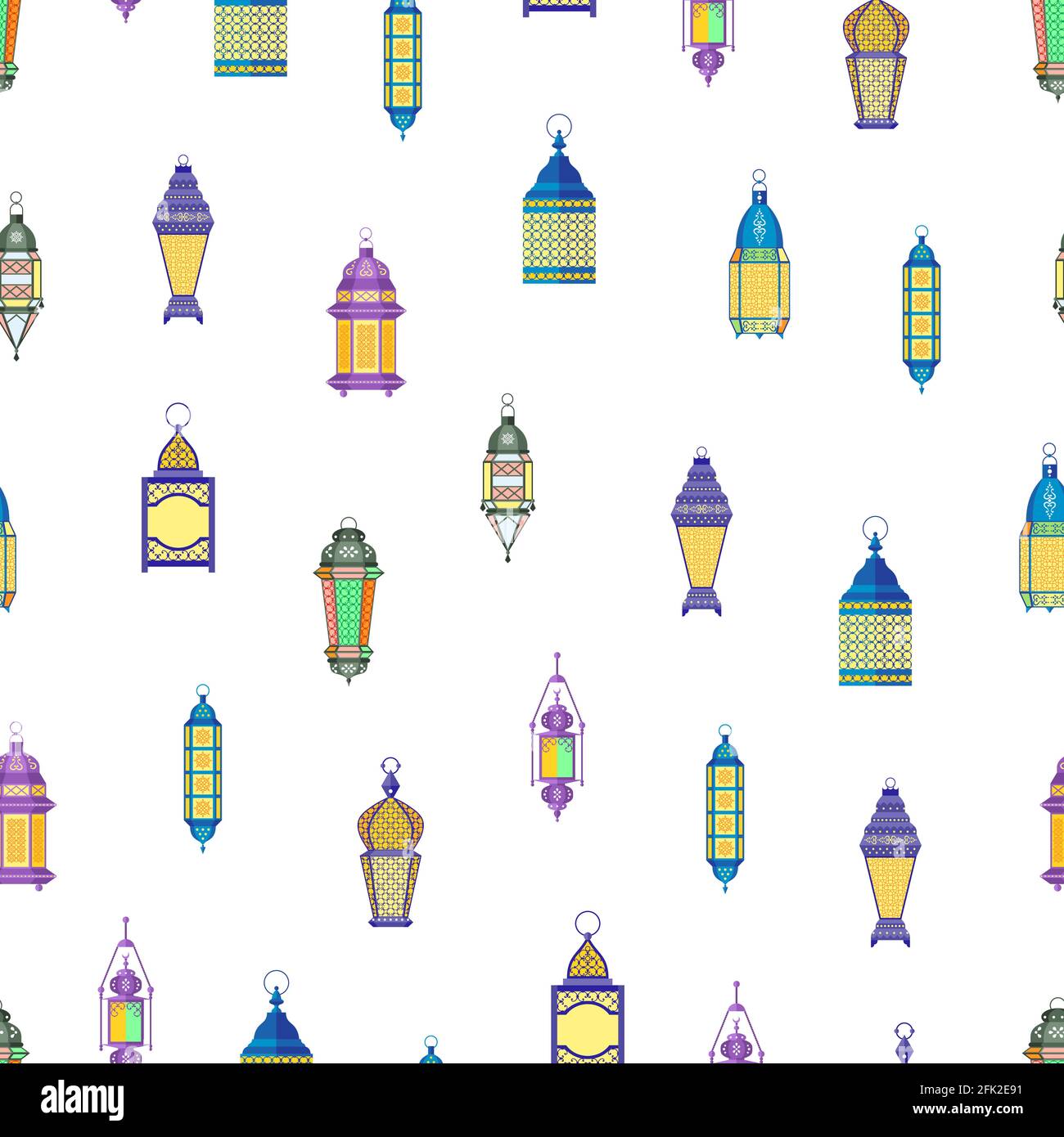 Arab lamps pattern. Vintage oriental lanterns, flat islamic decorative ...