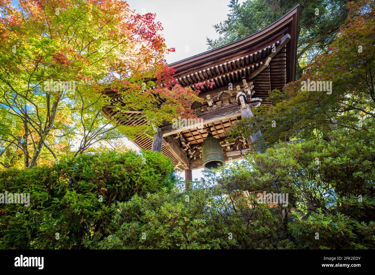 Buddhism alarm bell at Sogenji Buddhist Temple, Takayama, Japan. Autumn ...