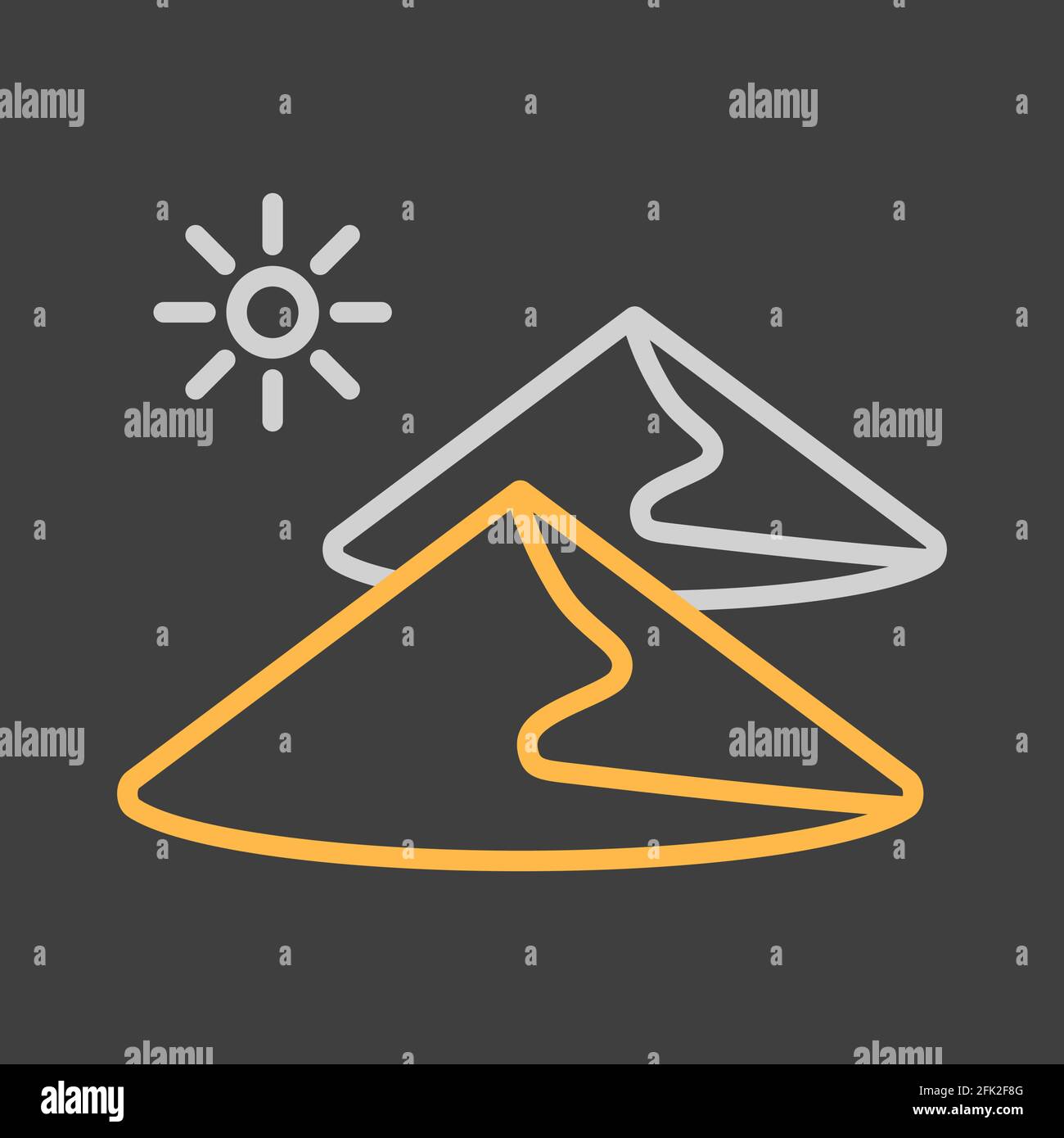 Sand dunes vector icon on dark background. Nature sign. Graph symbol ...