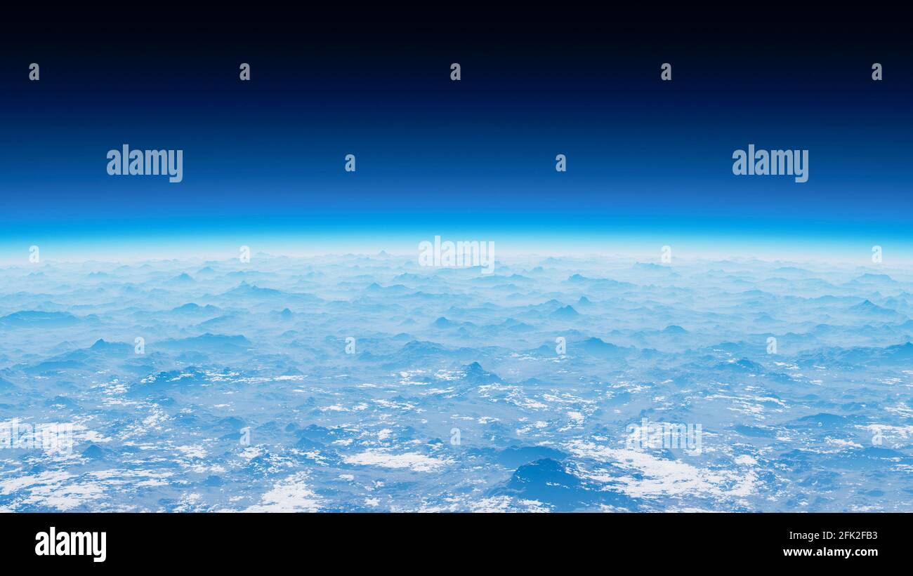 Aerial view of a mountain range in the clouds. Clouds that envelop a ...