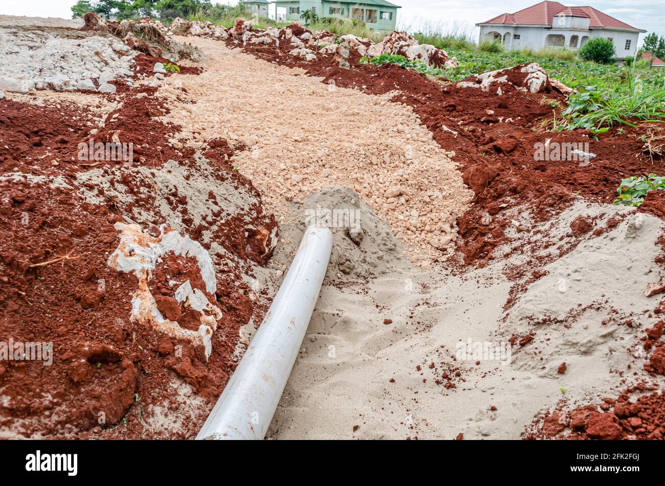 Laid Pipe At Construction Site Stock Photo - Alamy