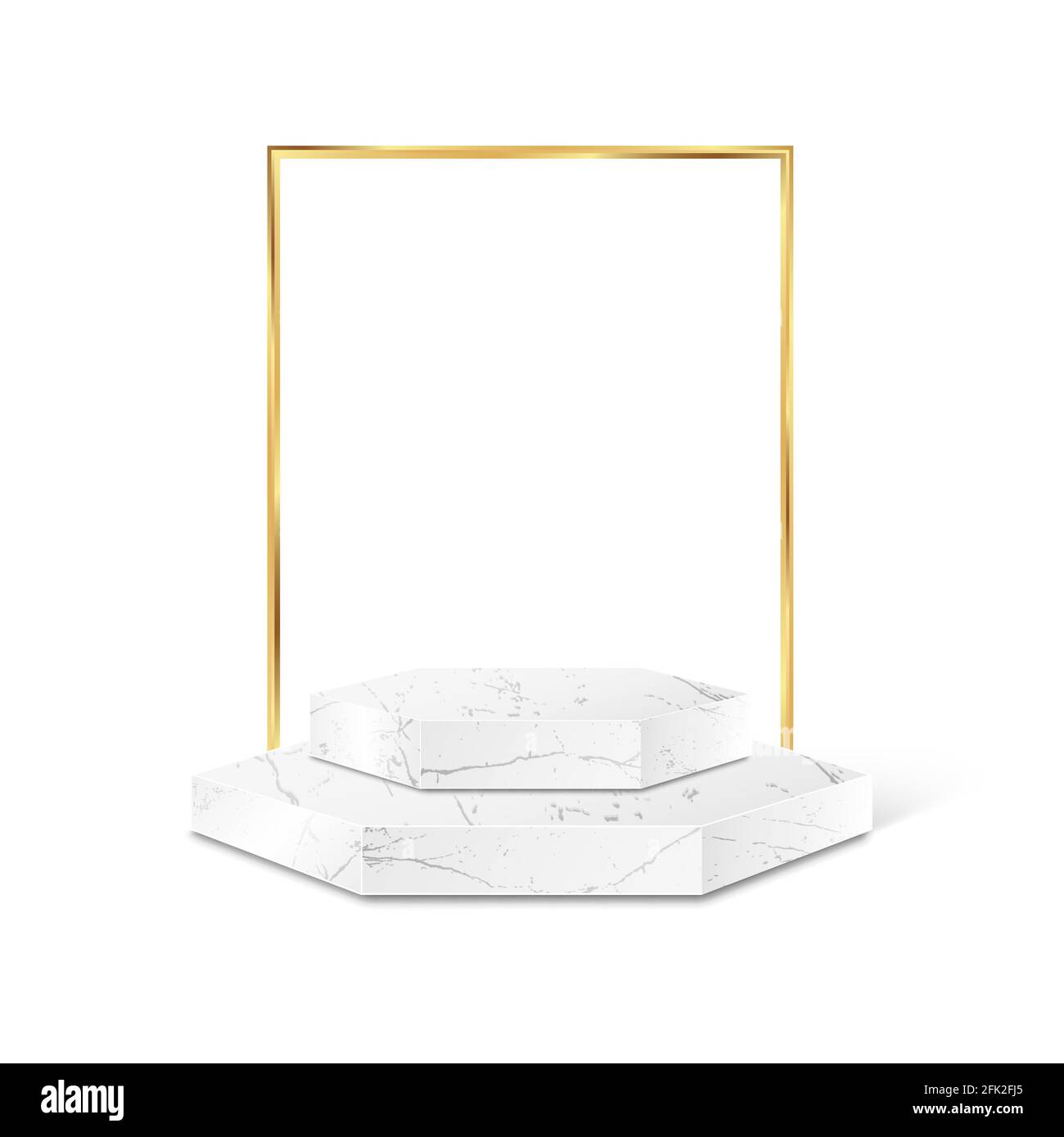 Marble Polygon Product Podium Gold Frame Isolated Stock Vector Image ...