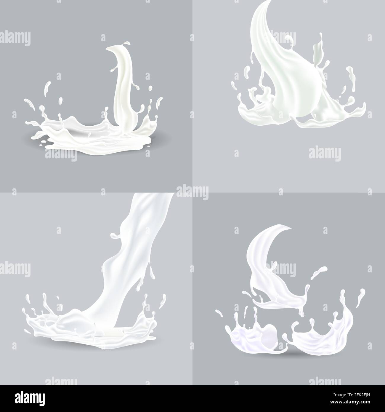 Realistic splashes of white liquid with drops vector illustration ...