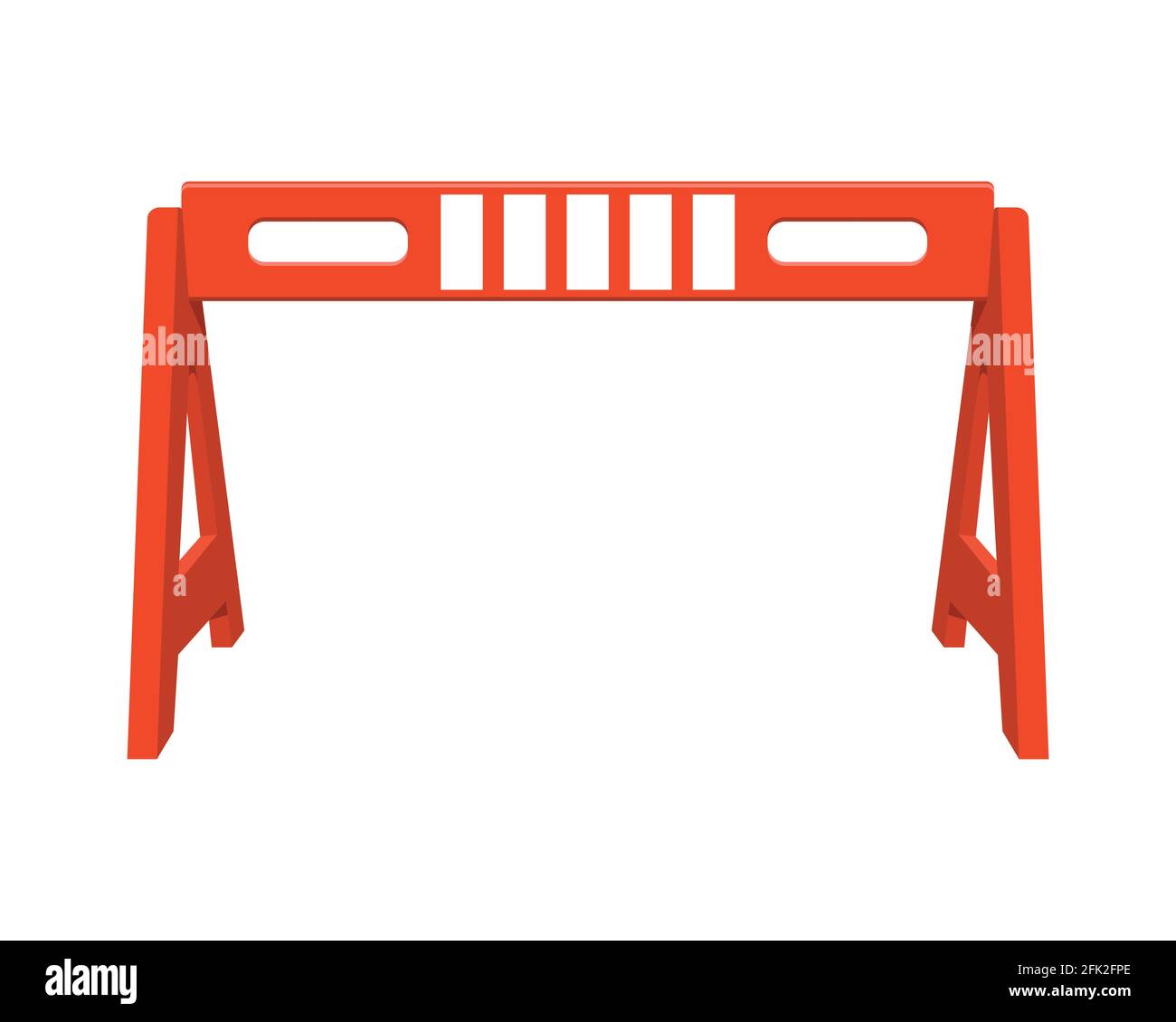 Traffic barrier. Red road obstacle isolated on white background. Work ...