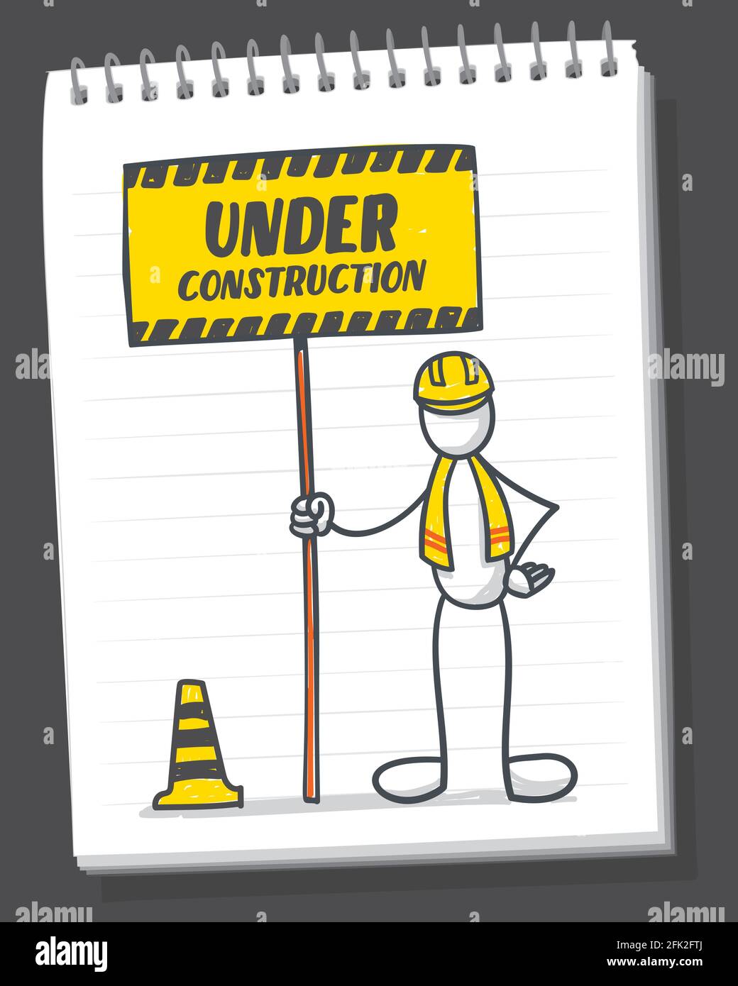 Under construction hand lettering on white background. Hand drawn on ...