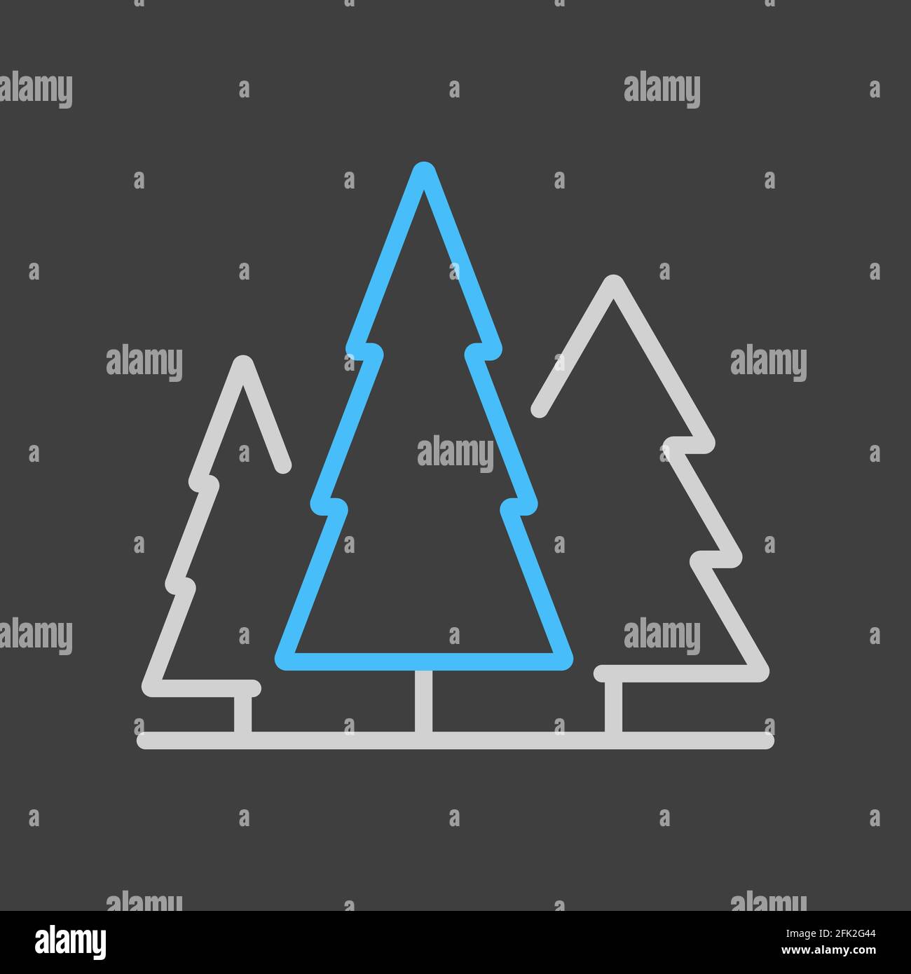 Conifer forest vector icon on dark background. Nature sign. Graph ...