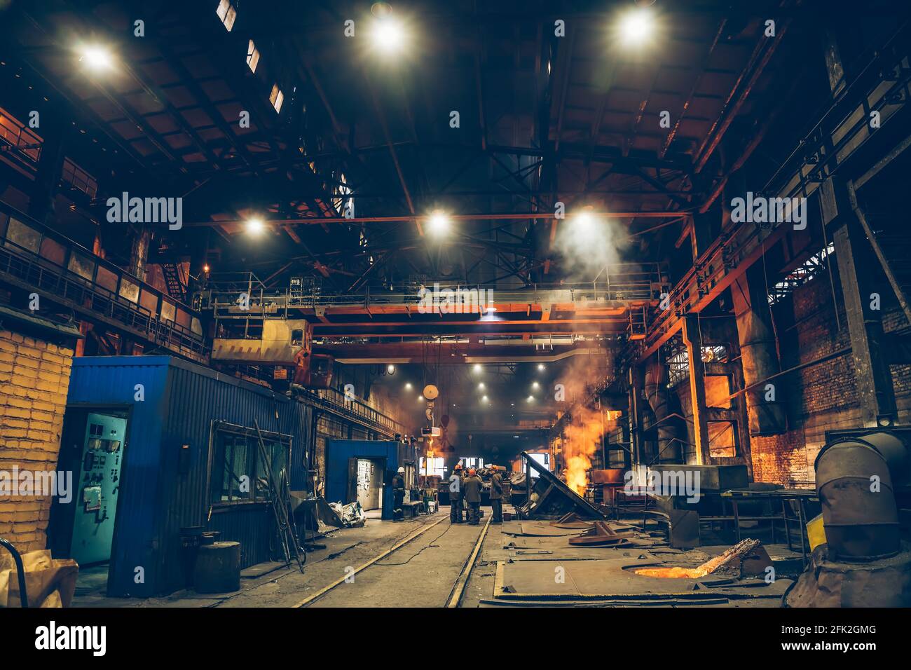 Metallurgical plant workshop production manufacturing building inside ...
