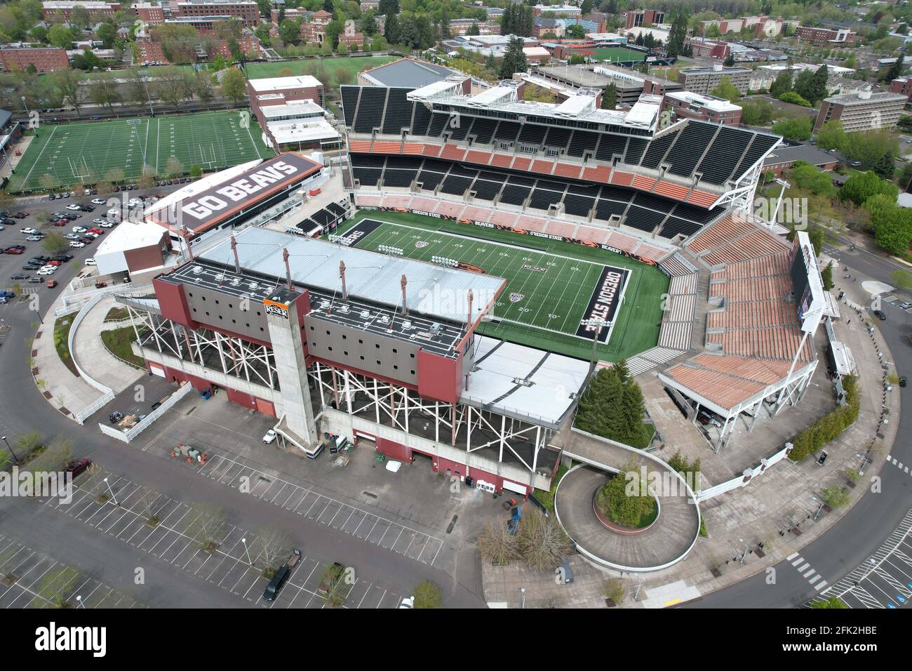 An aerial view of Reser Stadium on the campus of Oregon State, Friday ...