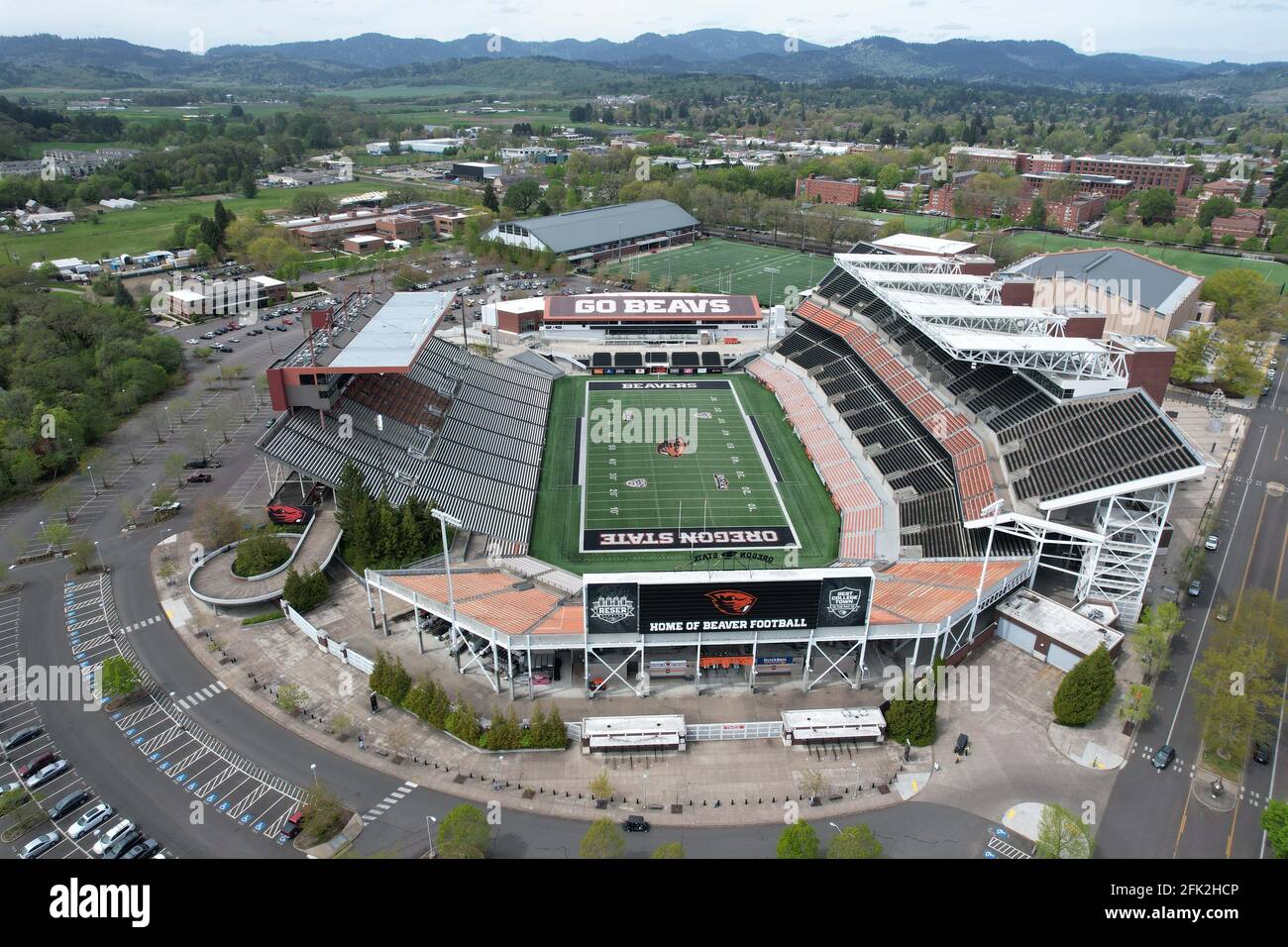 An aerial view of Reser Stadium on the campus of Oregon State, Friday ...