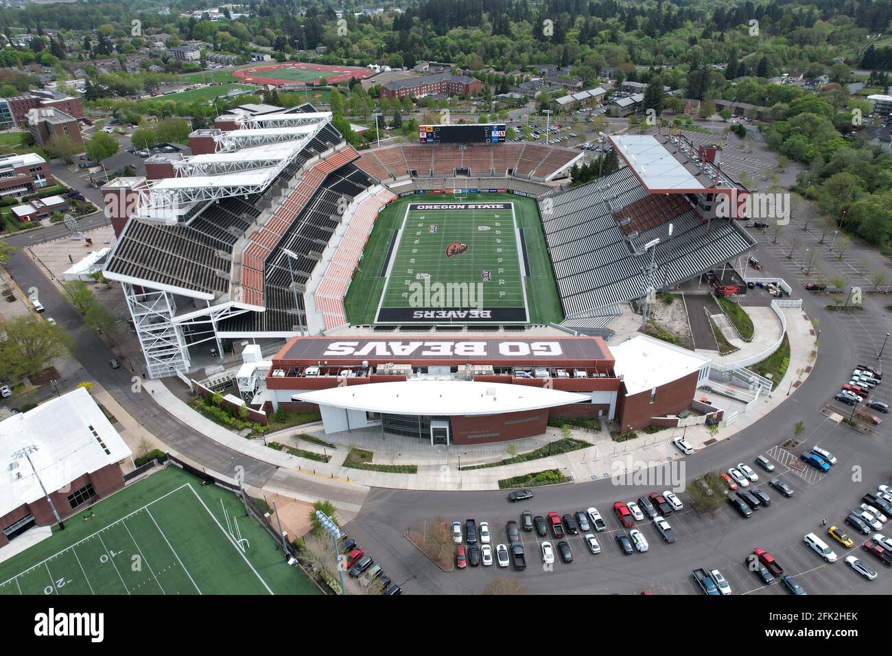 An aerial view of Reser Stadium on the campus of Oregon State, Friday ...