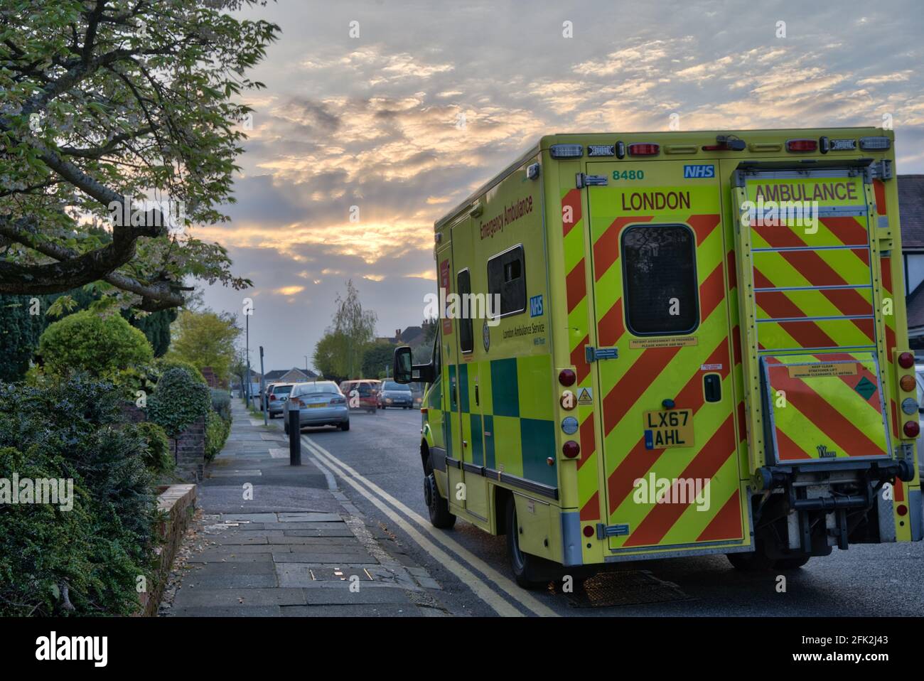 London ambulance attends an emergency call in residential home in Kent ...