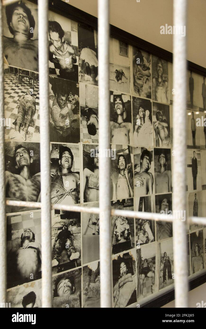 Photos of victims displayed at the Tuol Sleng Genocide Museum, formerly ...