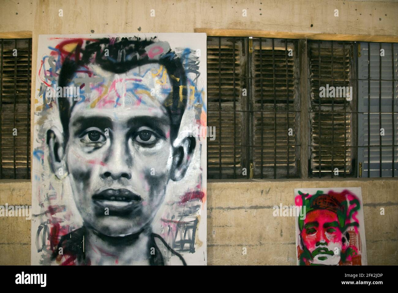 A display of modern art at the Tuol Sleng Genocide Museum, formerly ...