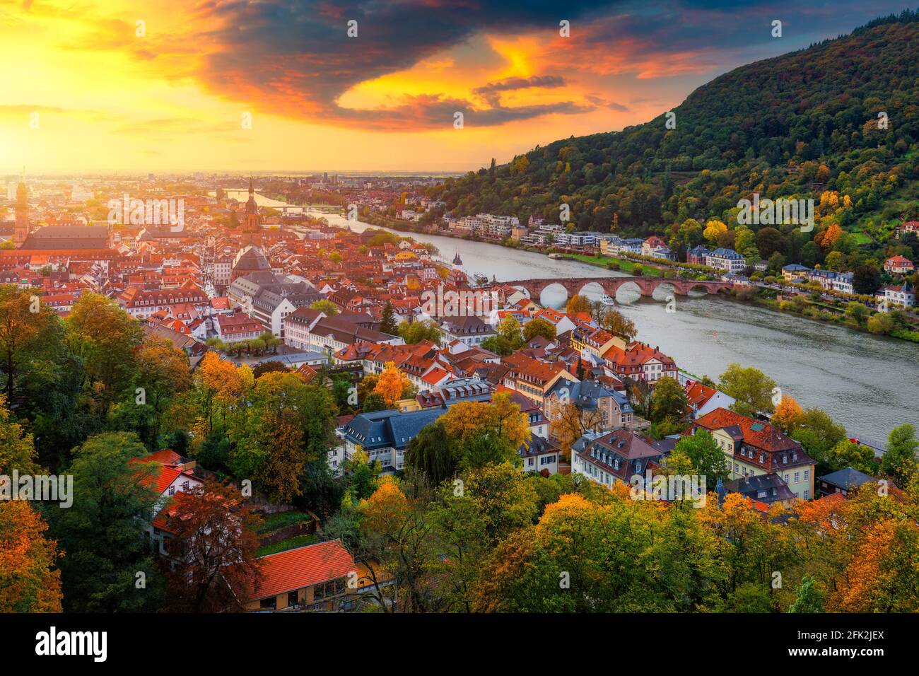 Landmark and beautiful Heidelberg town with Neckar river, Germany ...