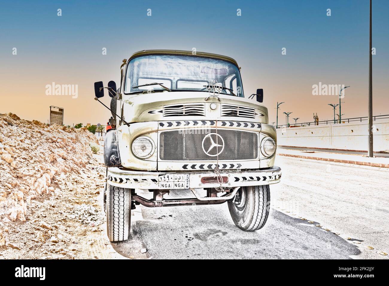 Vintage Mercedes-Benz water tanker - views Stock Photo - Alamy