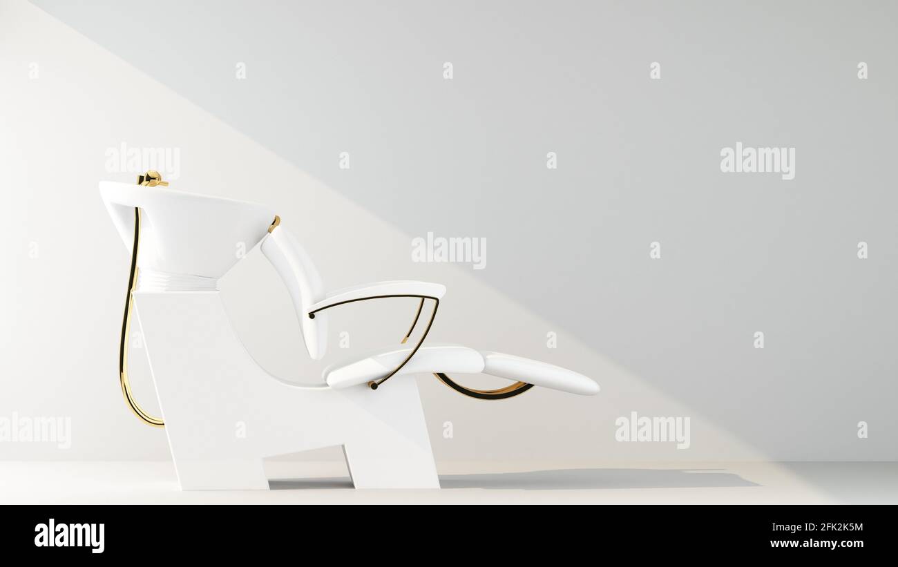 luxury chair with washbasin for a beauty salon side view. 3d rendering ...