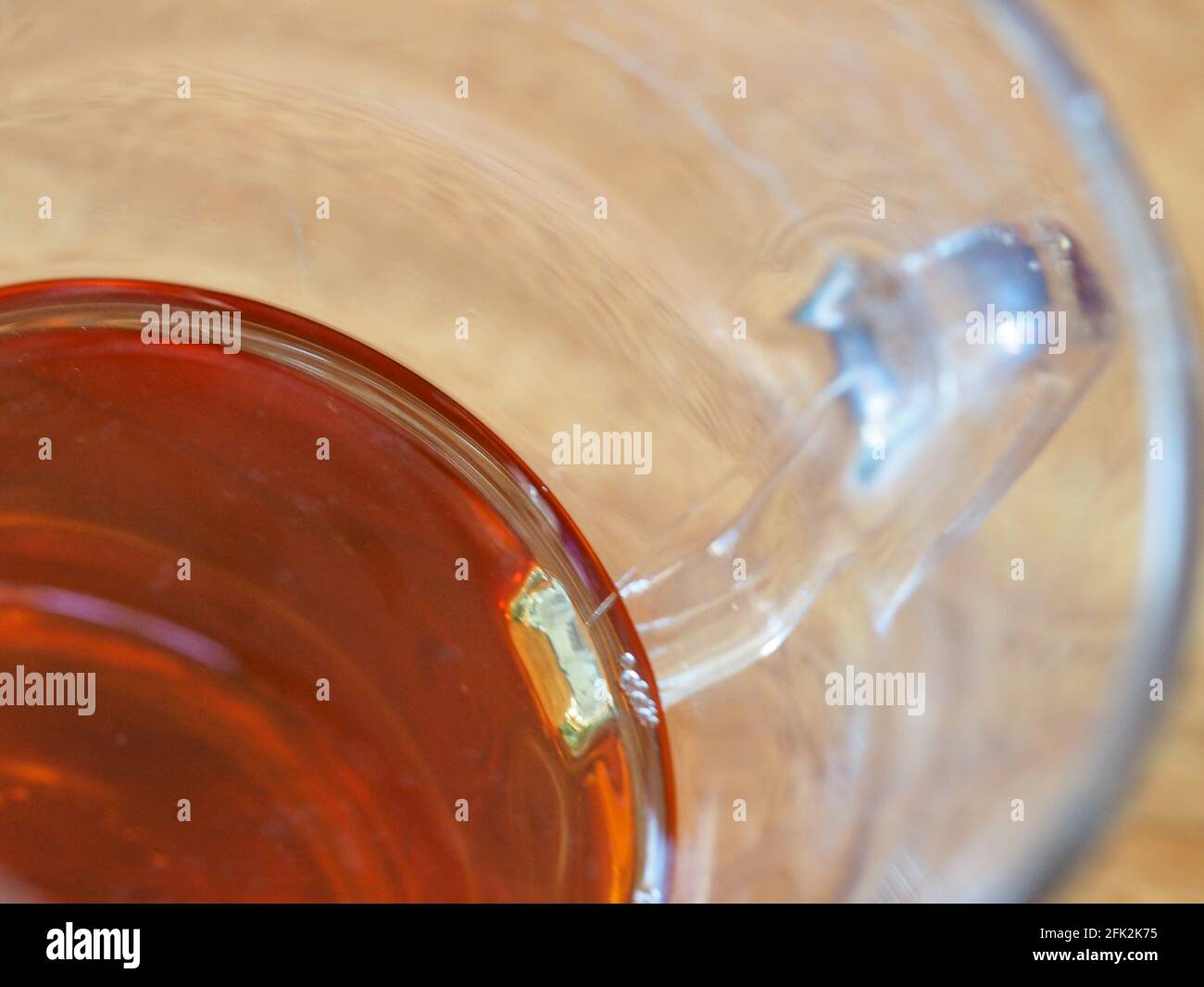 Cup of black tea, a drink from a different angle, from on top looking ...
