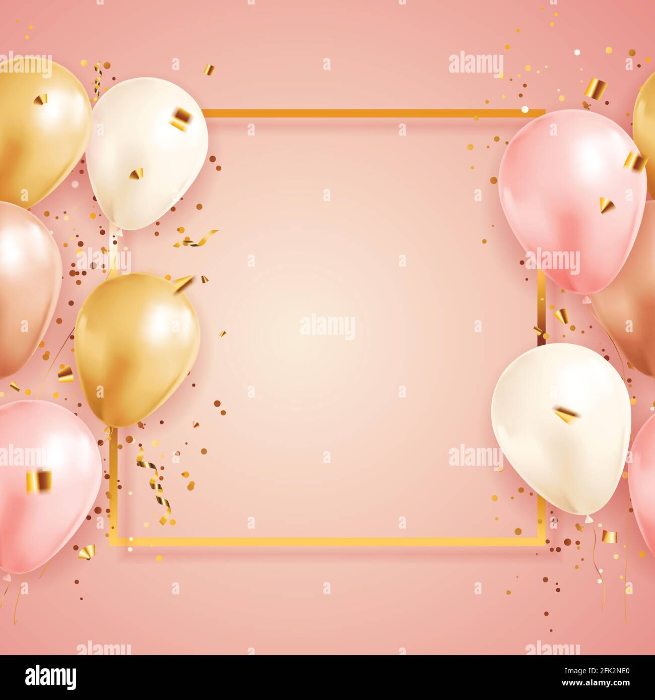 Happy Birthday Congratulations Banner Design With Confetti And Balloons