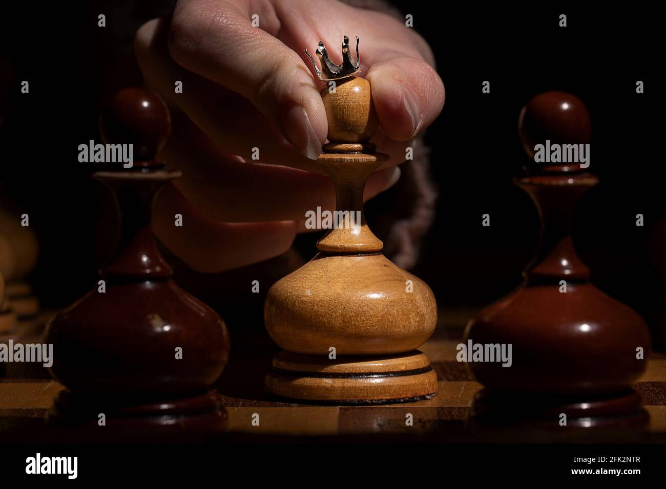 Wooden chess pawns figures concept hi-res stock photography and images ...