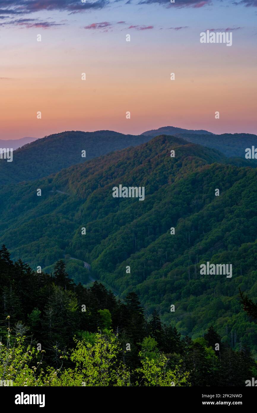 Sunrise Over Newfound Gap in Great Smoky Mountains National Park Stock ...